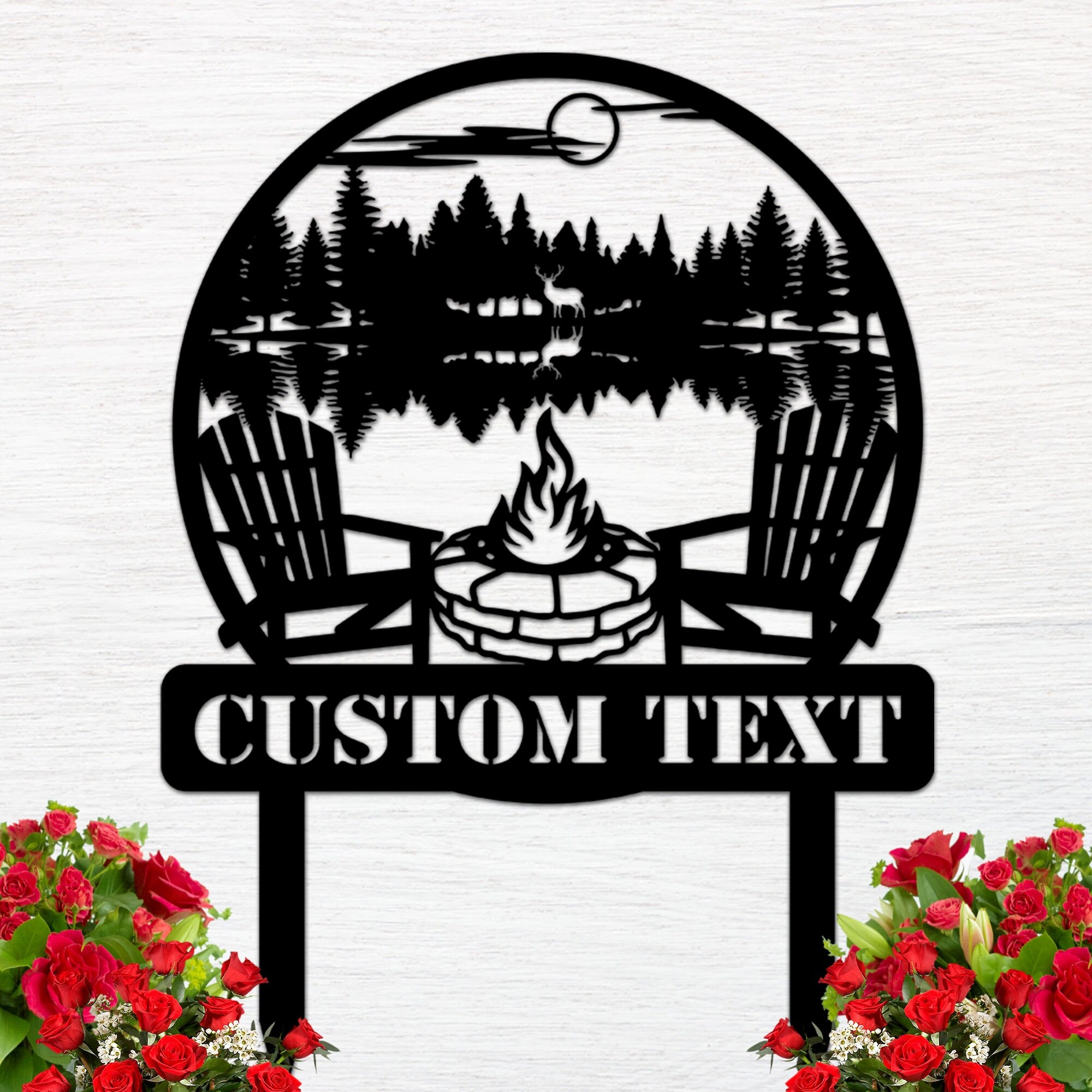 Custom Camping Metal Sign, Happy Campers Yard Sign, RV Decor, Family Name Sign, Camping Stake ...