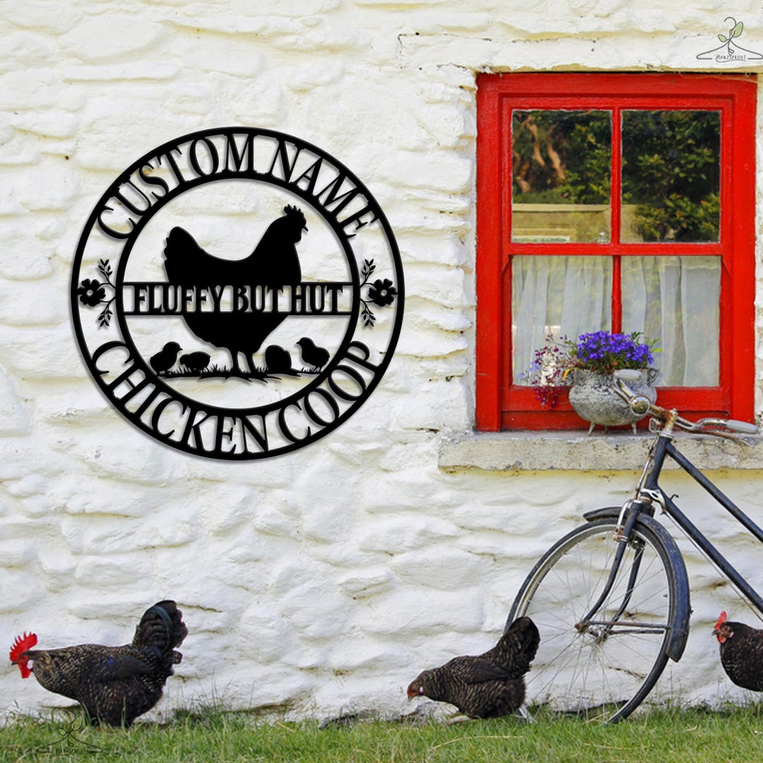 Personalized Chicken Farm Metal Wall Art, Customizable Chicken Coop ...