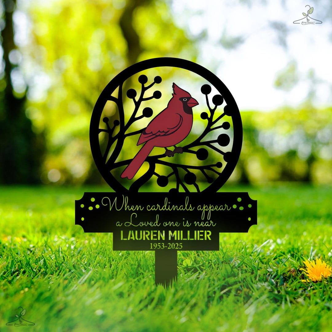 Custom Memorial Stake Metal Sign, Cardinal Garden Stakes, Cardinals ...