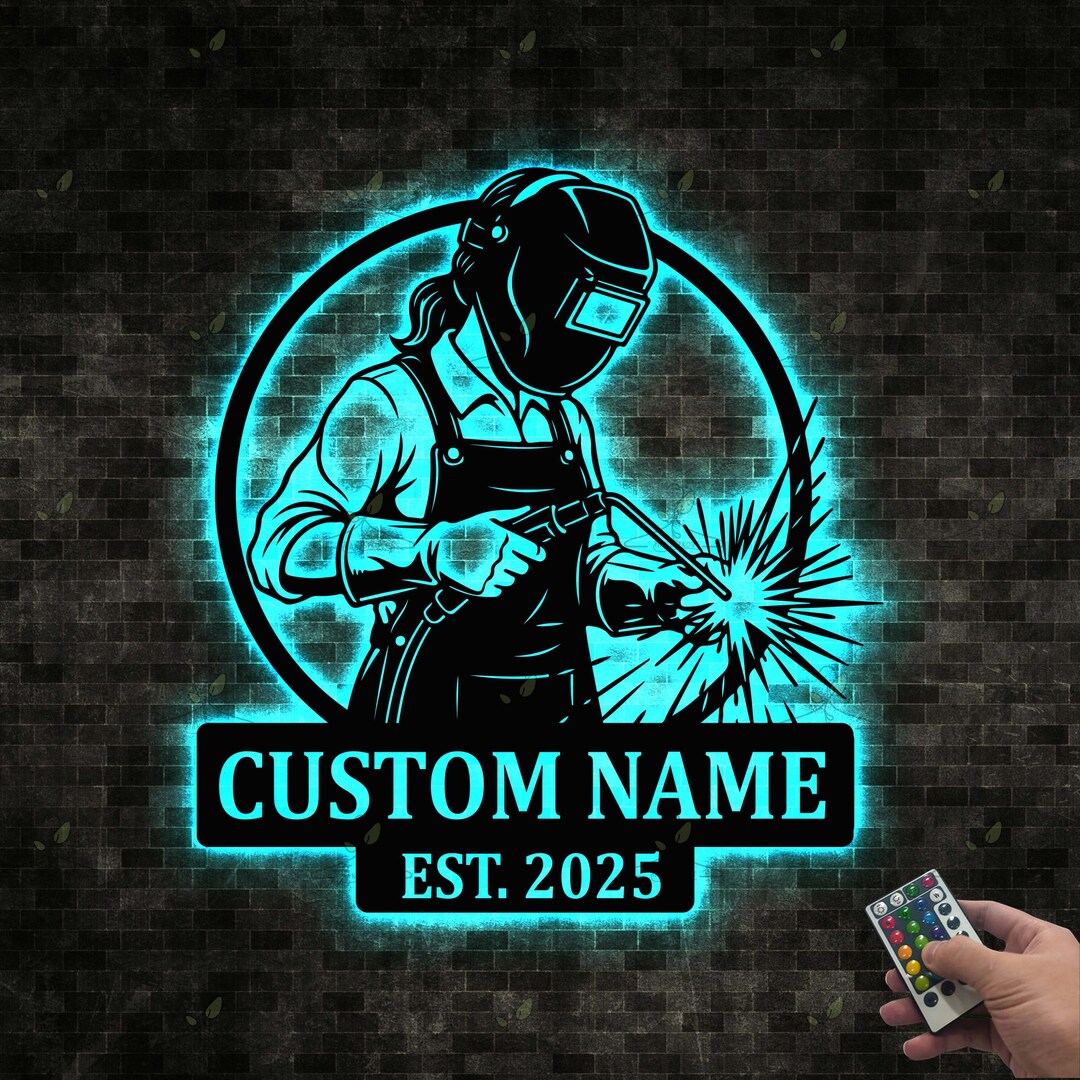 Personalized Welding Sign, Custom LED Wall Light, Garage Decor, Gift for Dad,metal Welder Sign ...