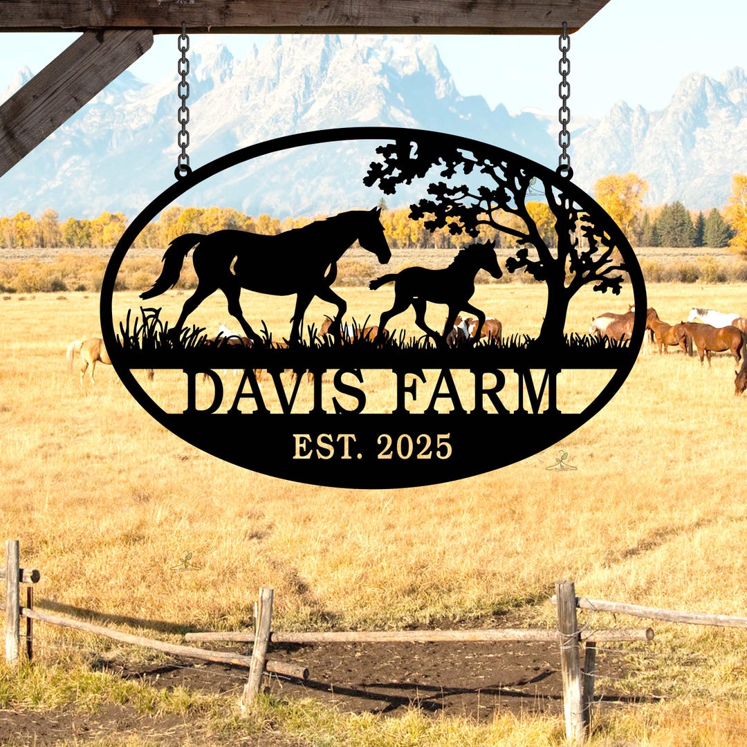 Personalized Metal Horse Farm Sign Wall, Horse Ranch Metal Sign, Custom ...