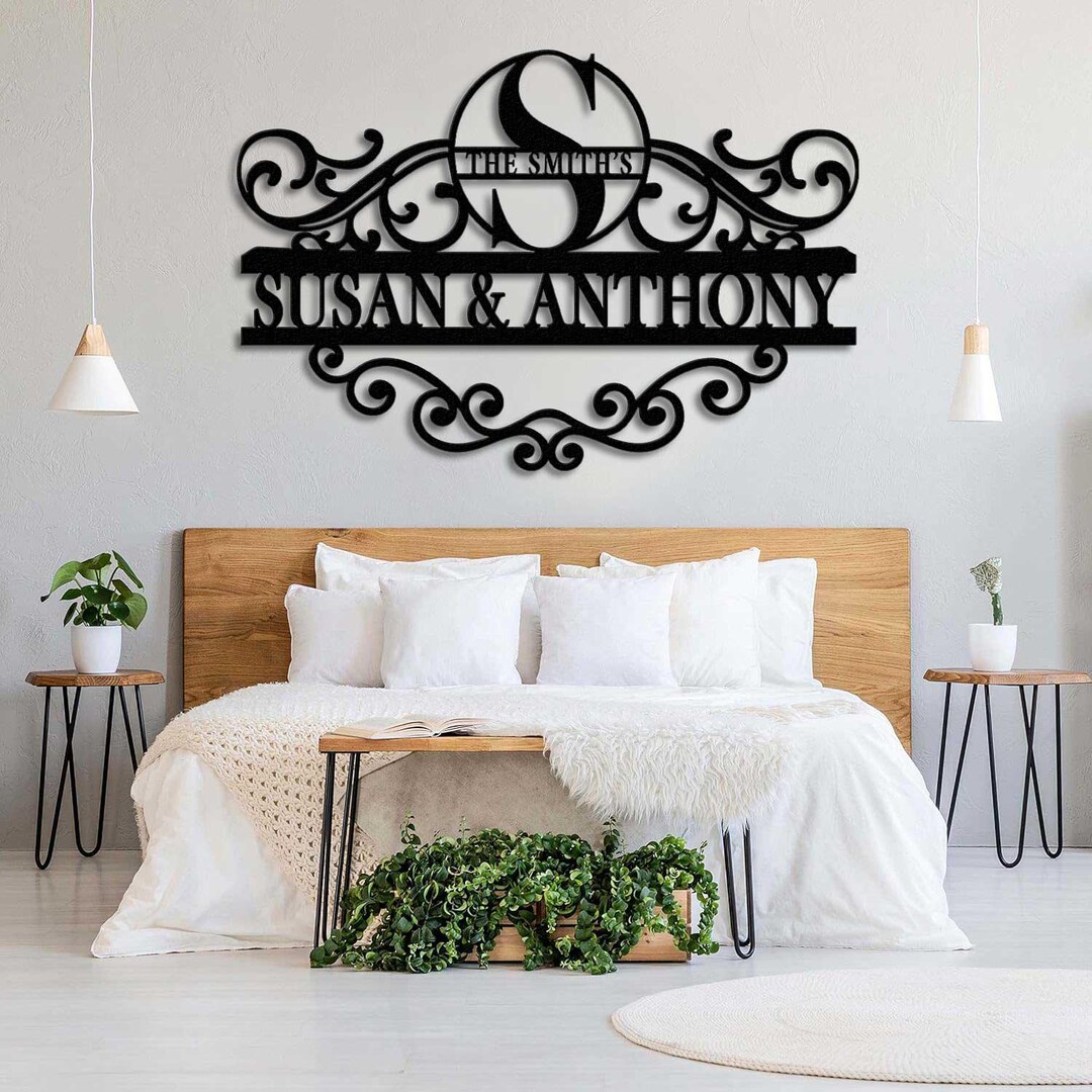 Custom Monogram Metal Wall Art - Personalized Family Name Decor ...