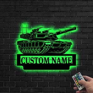 Personalized US Military Tank Metal Sign With LED Lights, Custom US ...