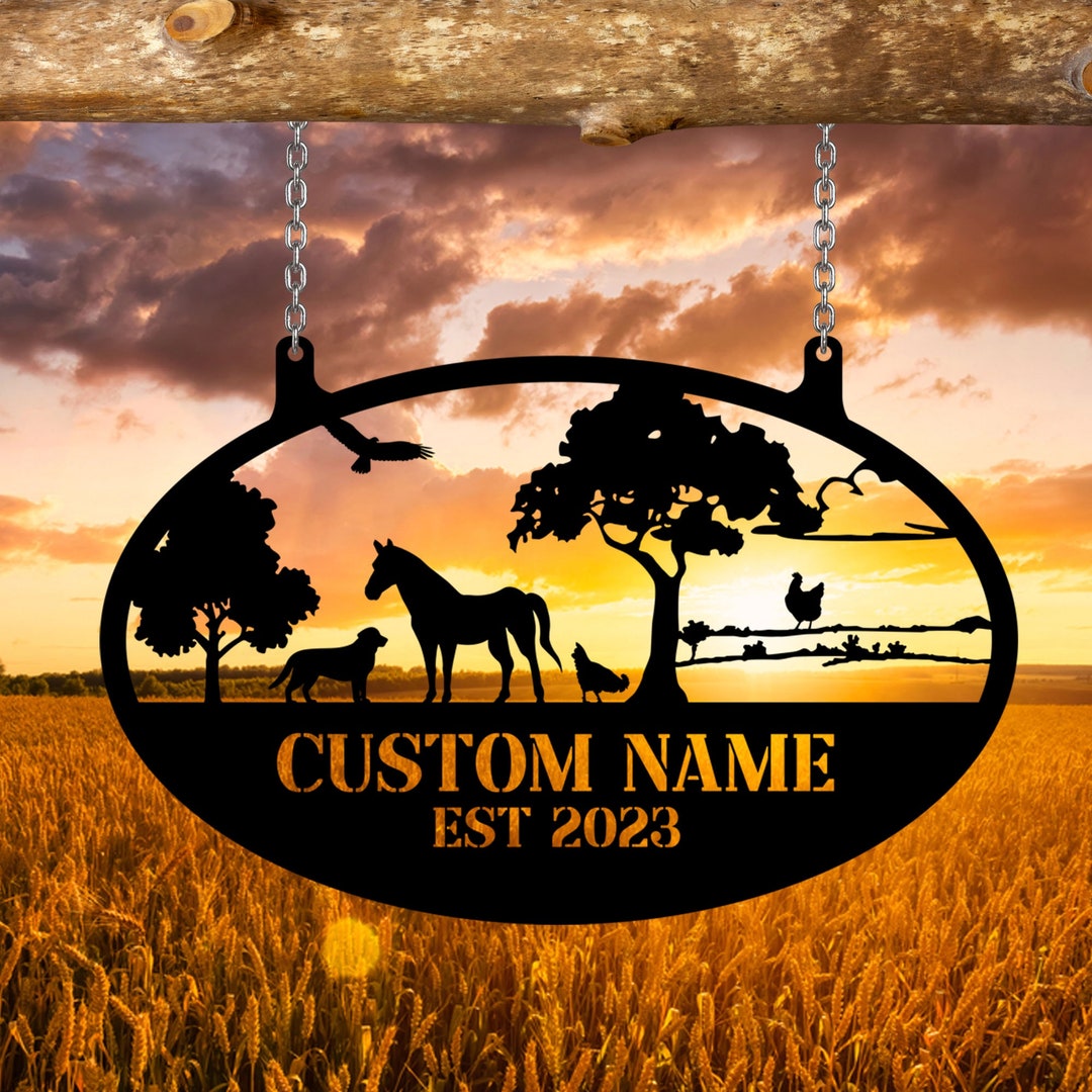 Custom Horses Metal Sign, Farm Sign, Horse Wall Art, Personalized Horse ...