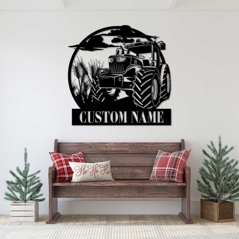 Farm Sign Custom Tractor Driver Metal Wall Art LED Light Personalized ...