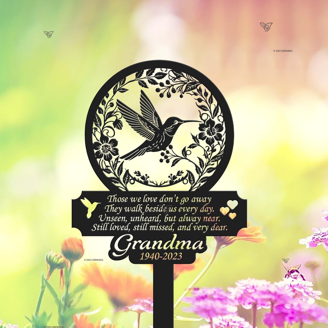 Personalized Hummingbird Memorial Metal Stake Metal, Hummingbird Name ...
