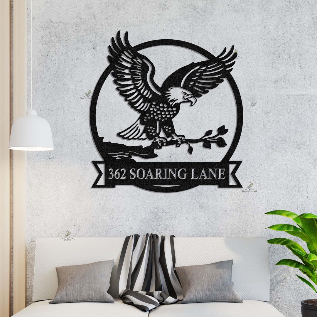 Custom Eagle Monogram Sign | Metal Soaring Eagle Wall Art ...