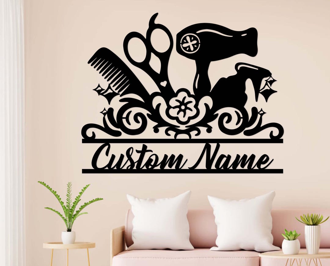 Custom Hair Salon Metal Wall Art - Personalized Hair Stylist Name Sign ...