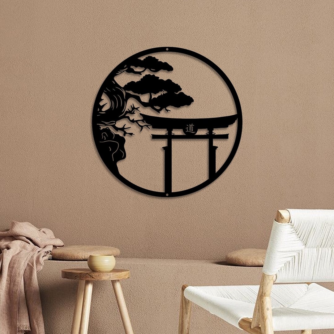 Japanese Metal Art, Tori Gate Art Bonsai Tree Metal Wall Art Japanese ...