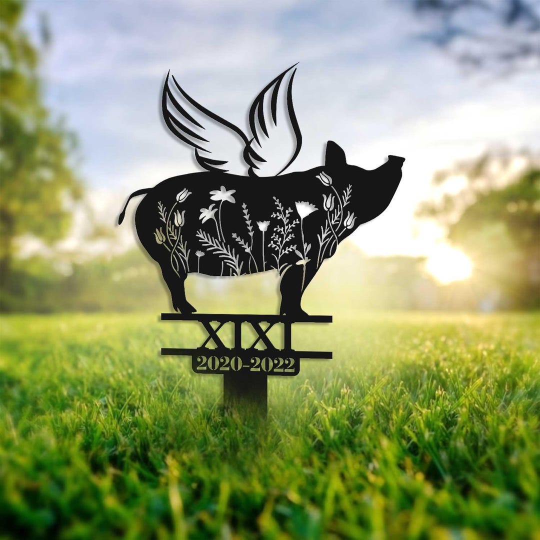 Personalized Pig Memorial Stake, Garden Decoration, Pig With Wings ...