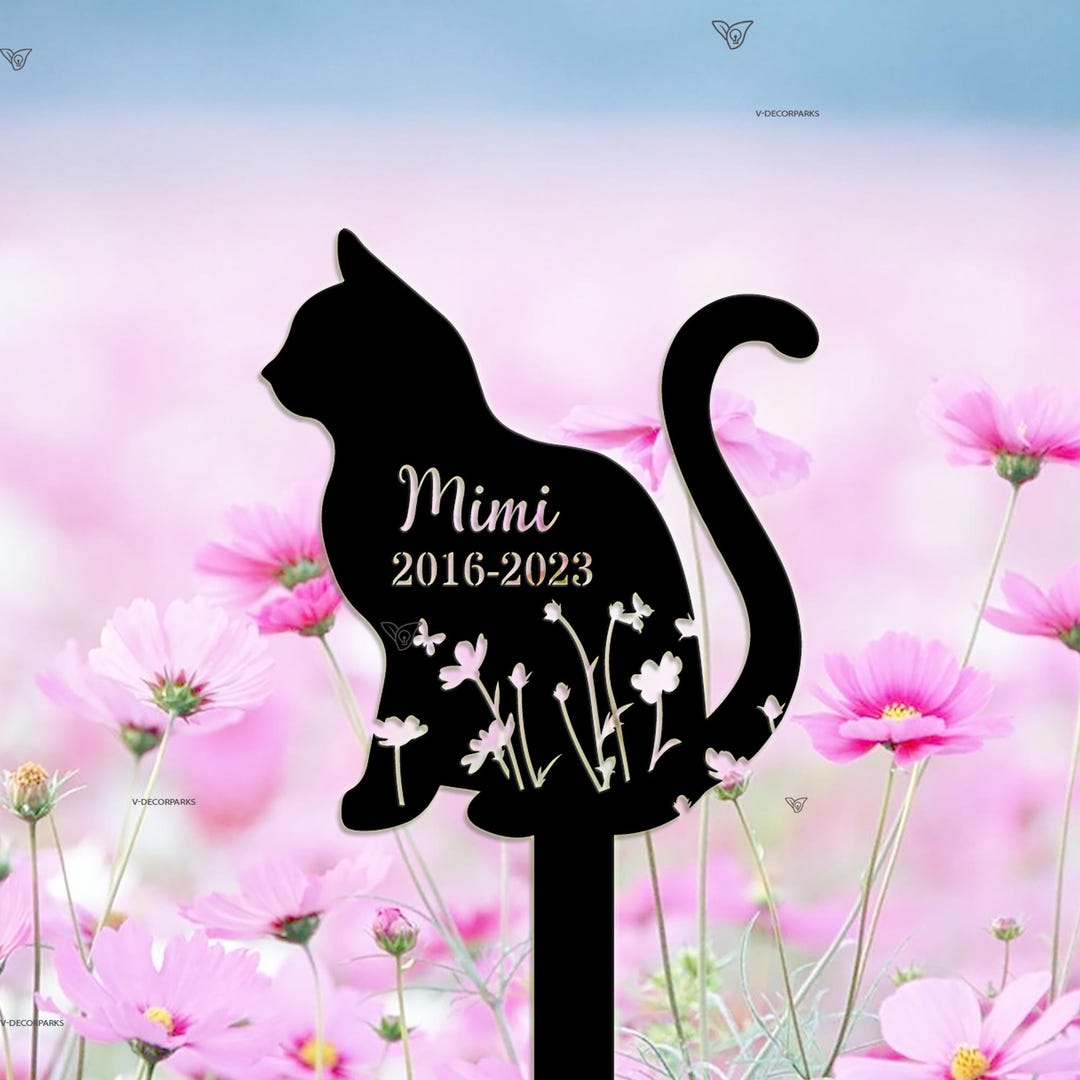 Metal Cat Memorial Stake, Custom Cat Name Date Memorial Stake, Garden ...