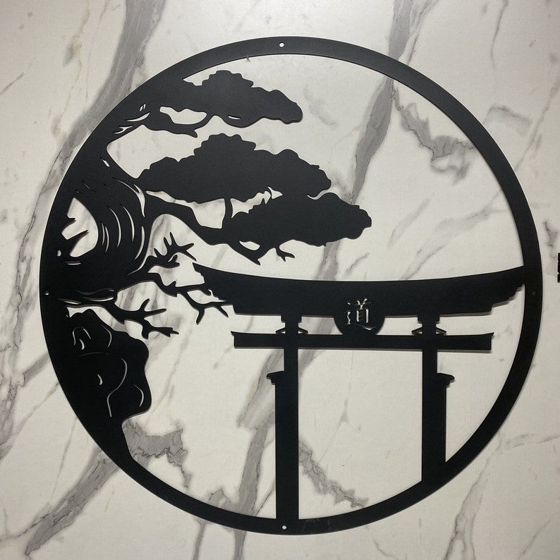 Japanese Metal Art, Tori Gate Art Bonsai Tree Metal Wall Art Japanese ...