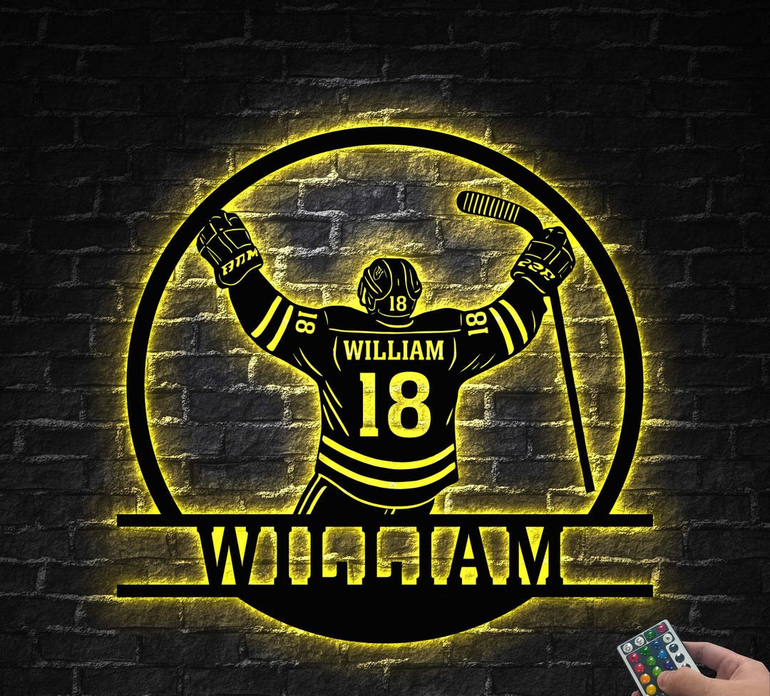 Custom Hockey Metal Sign With Led Lights, Hockey Coach Gift Hockey ...