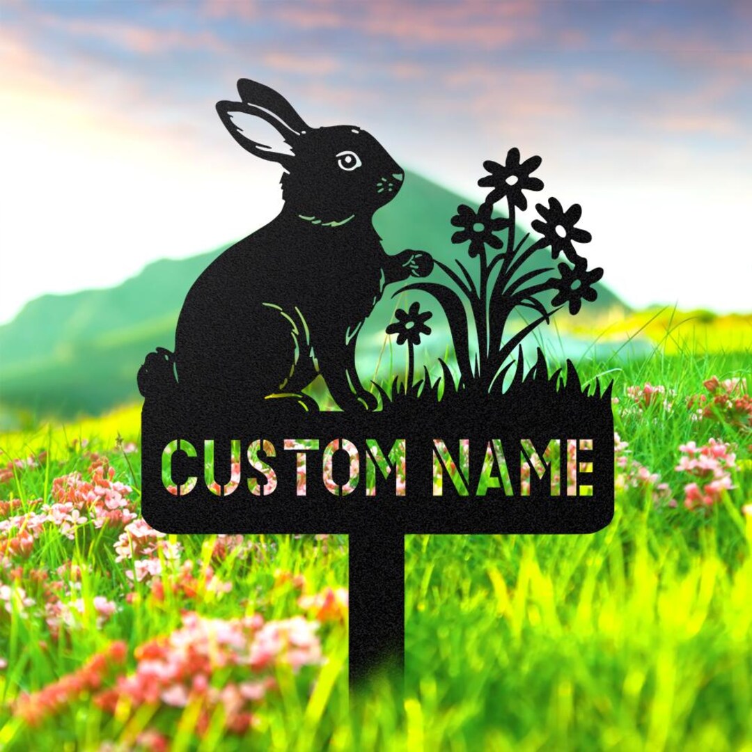 Custom Bunny Memorial Stake Metal Sign,bunny Metal Grave Marker ...