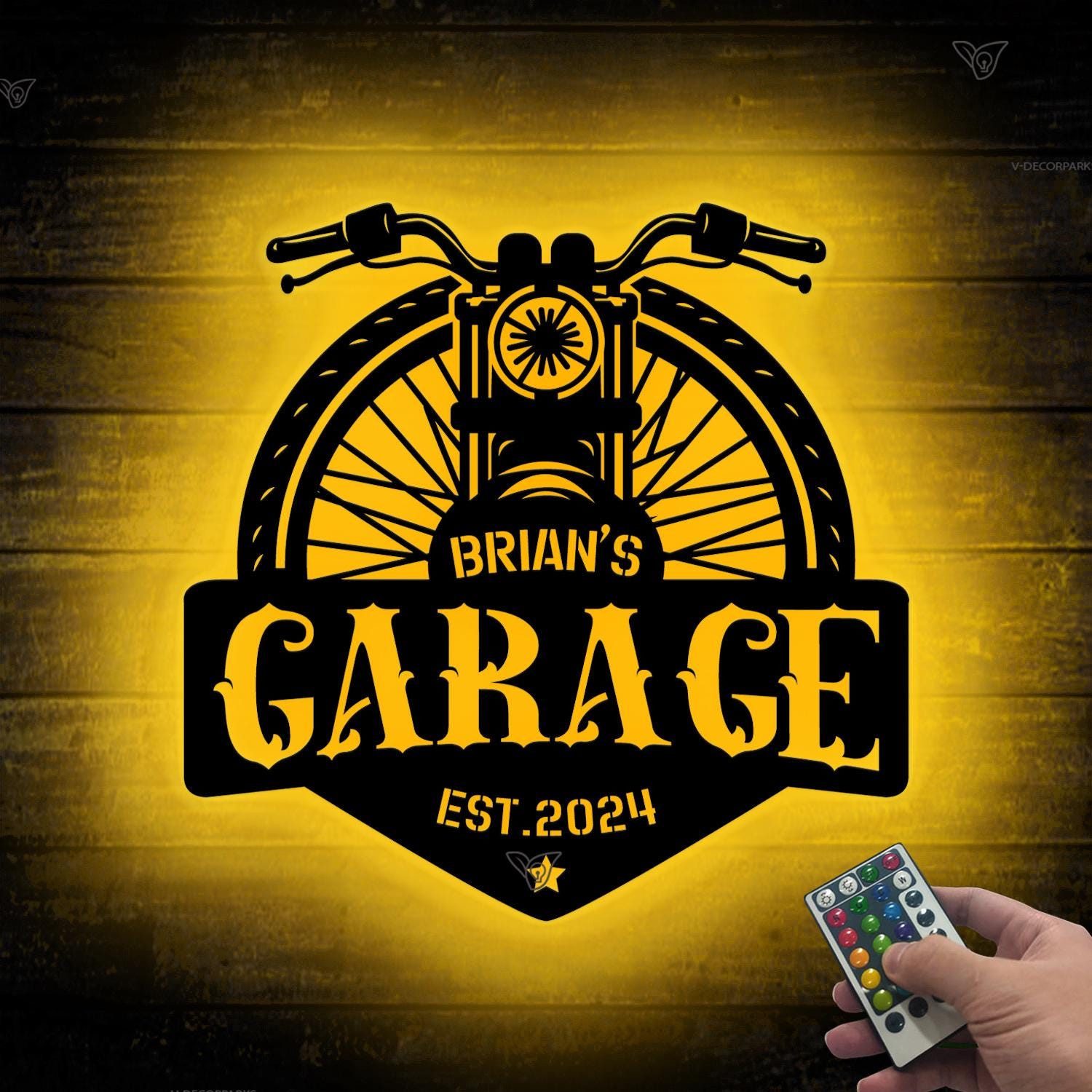 Custom Motorcycle Garage Sign Led Light, Personalized Metal Art, Metal ...