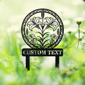 Personalized Lilies Flowers Garden Sign With Stake, Metal Garden Sign ...