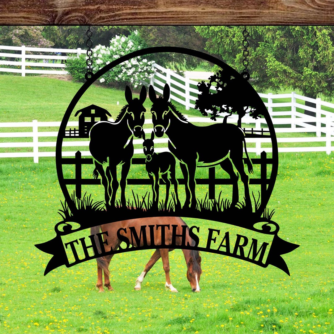 Personalized Donkey Metal Sign, Donkey Farmhouse Metal Wall Art, Donkey ...