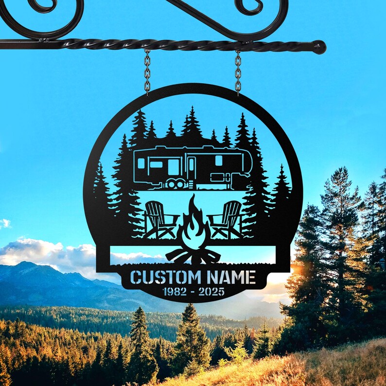 Personalized 5th Wheel Camper Metal Sign Wall Art, Custom Camping Name ...