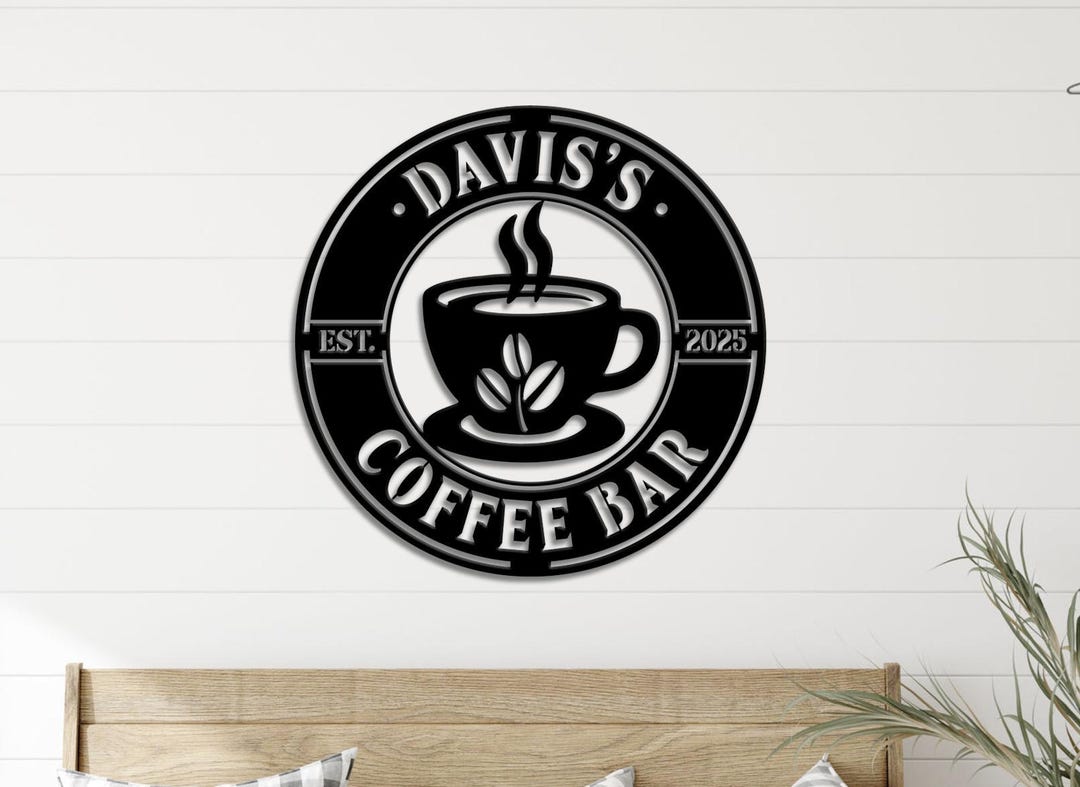 Custom Coffee Bar Metal Sign, Coffee Sign, Personalized Coffee Shop ...
