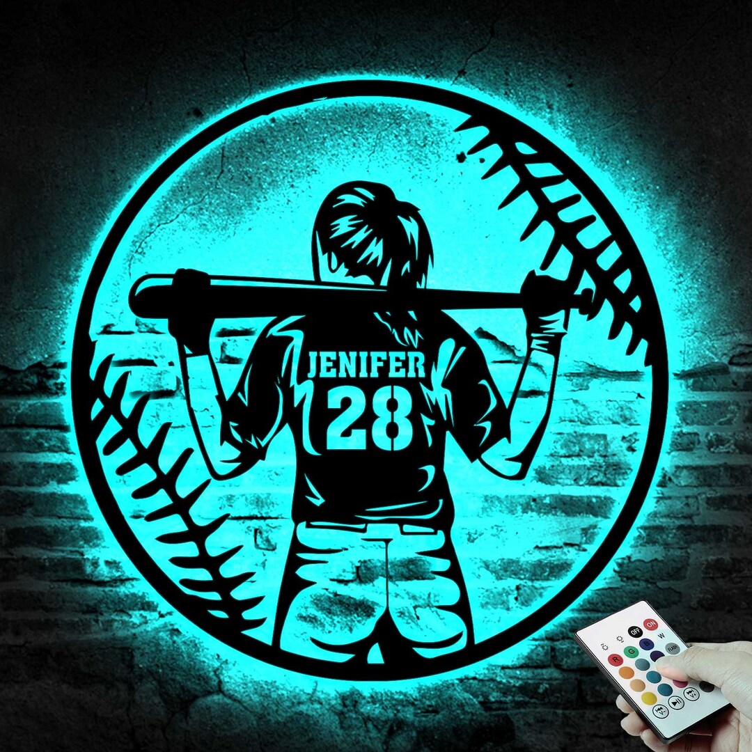Personalized Softball Pitcher Metal Wall Art Led Lights, Pitcher Girl ...
