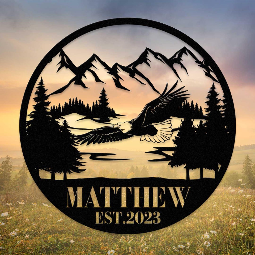 Eagle Custom Outdoor Monogram | Metal Wall Art Decor | Custom Name Sign ...