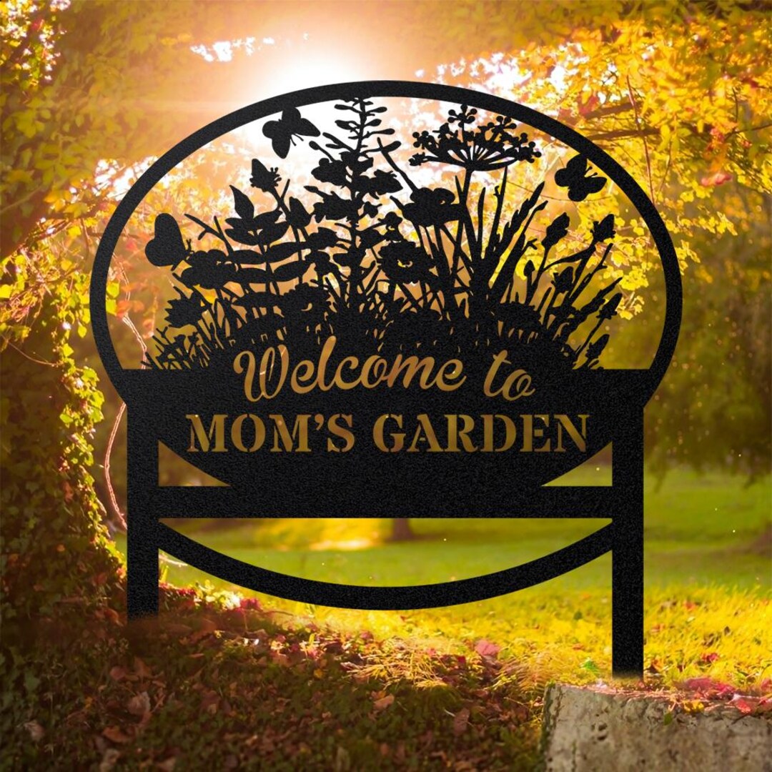 Personalized Metal Garden Sign, Custom Gardener Name Sign, Flower Bed ...