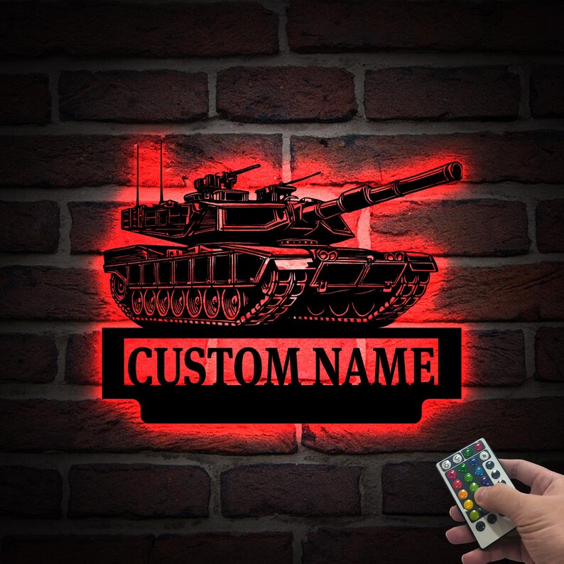 Personalized US Military Tank Metal Sign With LED Lights, Custom US ...