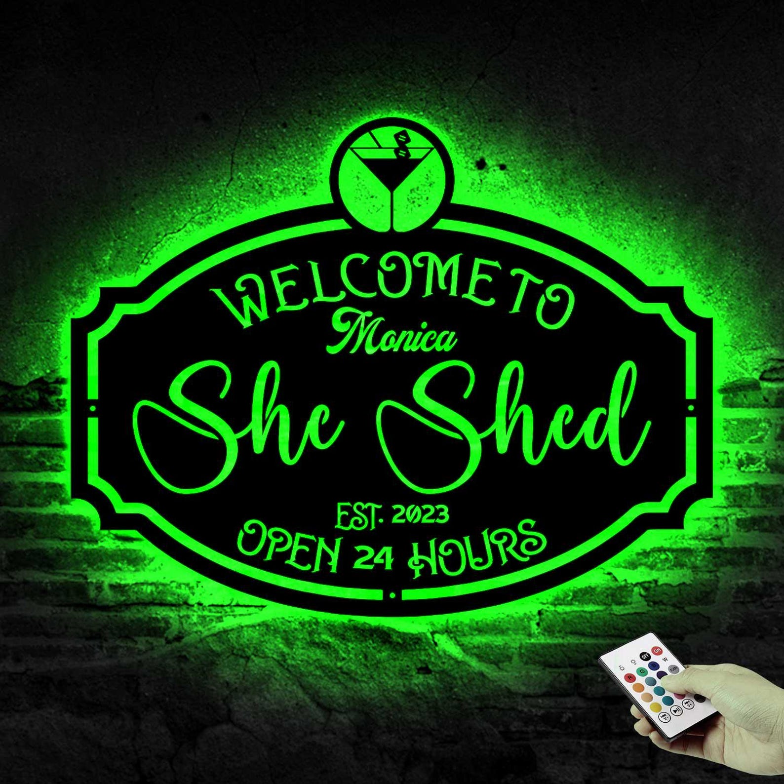 Custom Metal She Shed Sign With Led Lights, She Shed Wall Decor Craft ...