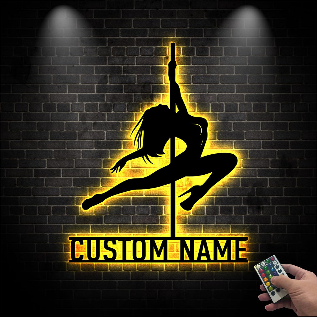 Personalized Pole Dance Metal Sign Wall Art With LED Lights, Custom ...