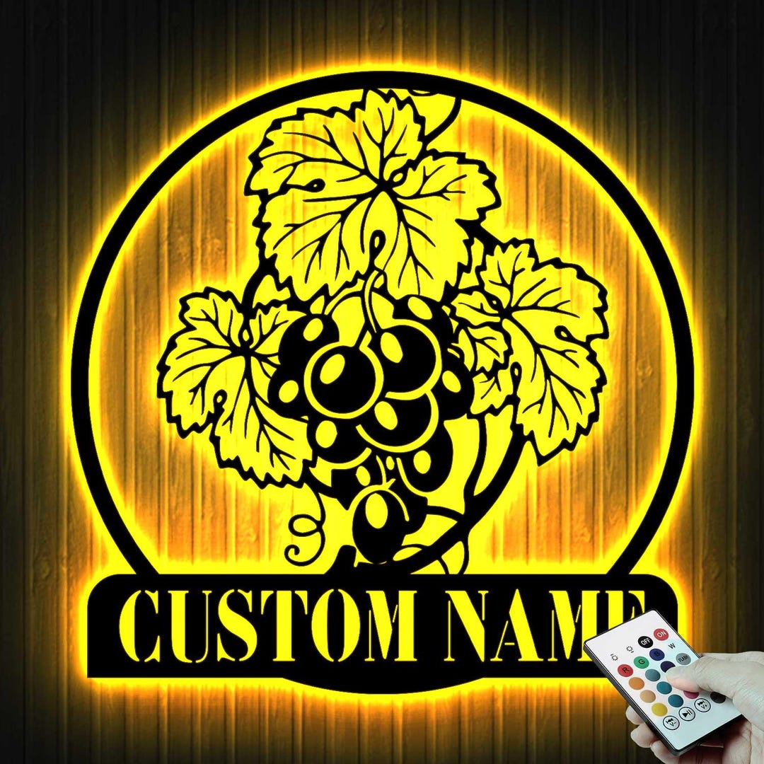 Custom Grape Metal Sign With Led Lights, Personalized Grape Metal Sign ...