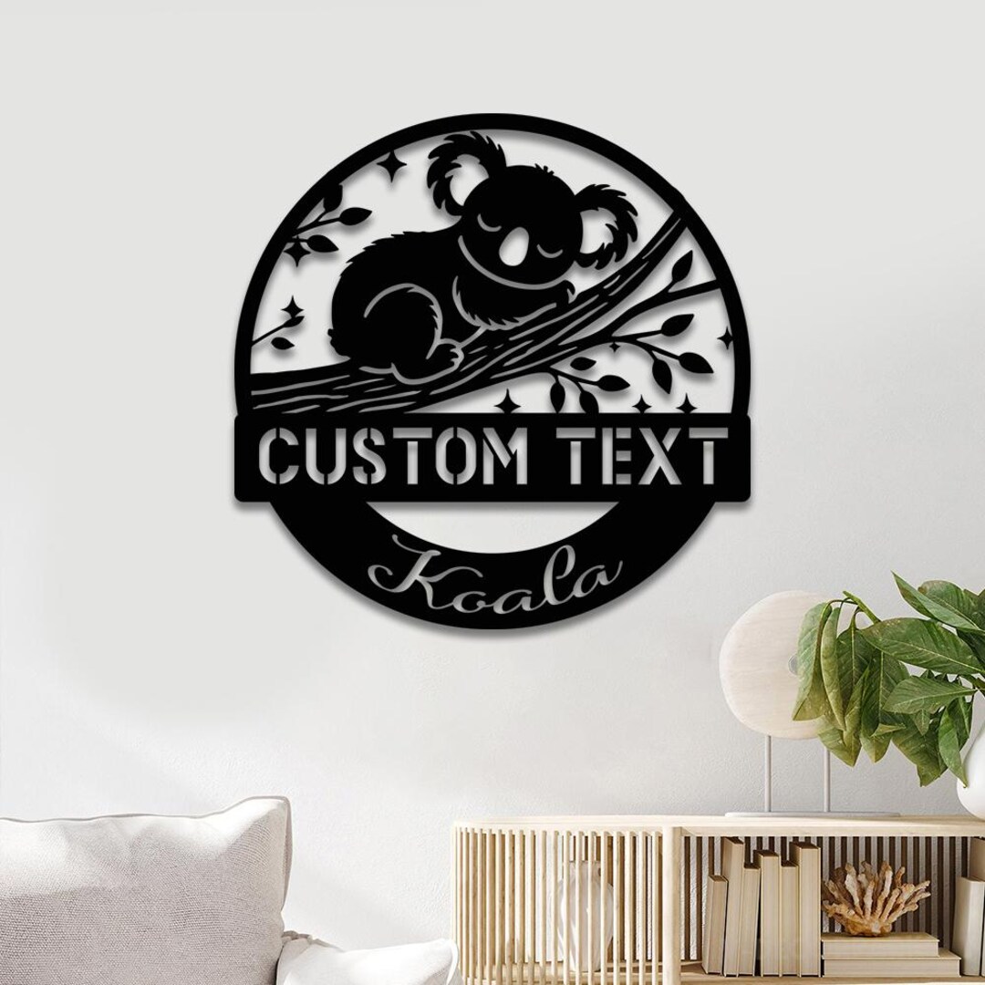 Custom Metal Koala Sign,personalized Koala Name Sign,koala Wall Art ...