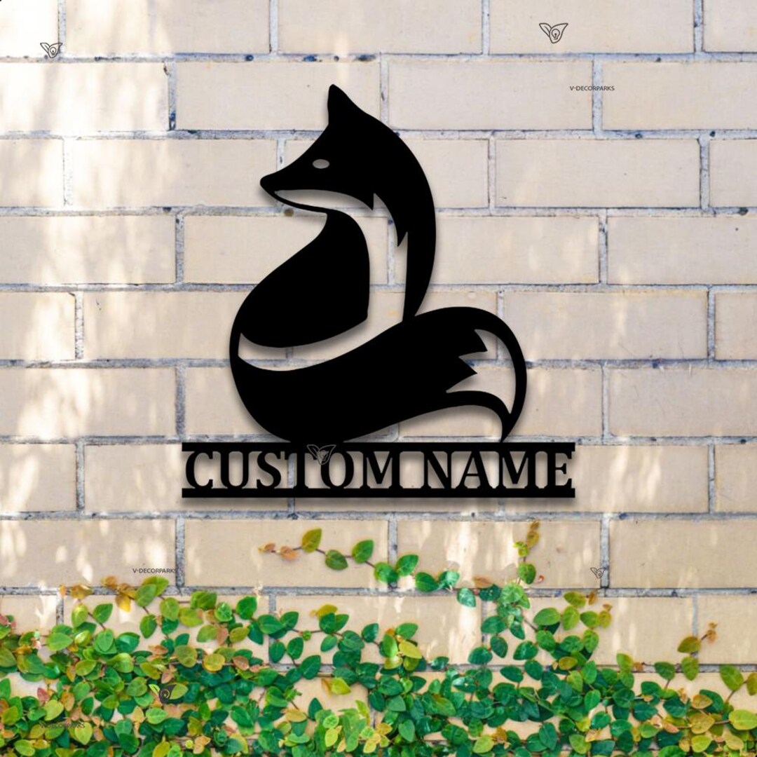Personalized Fox Metal Wall Art LED Light Custom Fox Lover Name Sign ...