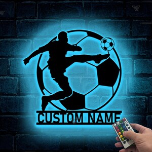Custom Soccer Metal Sign Led Light, Soccer Room Decor Birthday Xmas ...