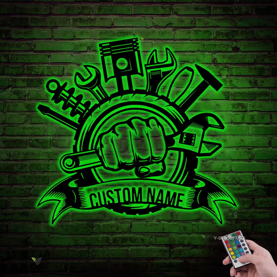 Personalized Garage Sign LED Light, Metal Sign for Garage, Custom ...