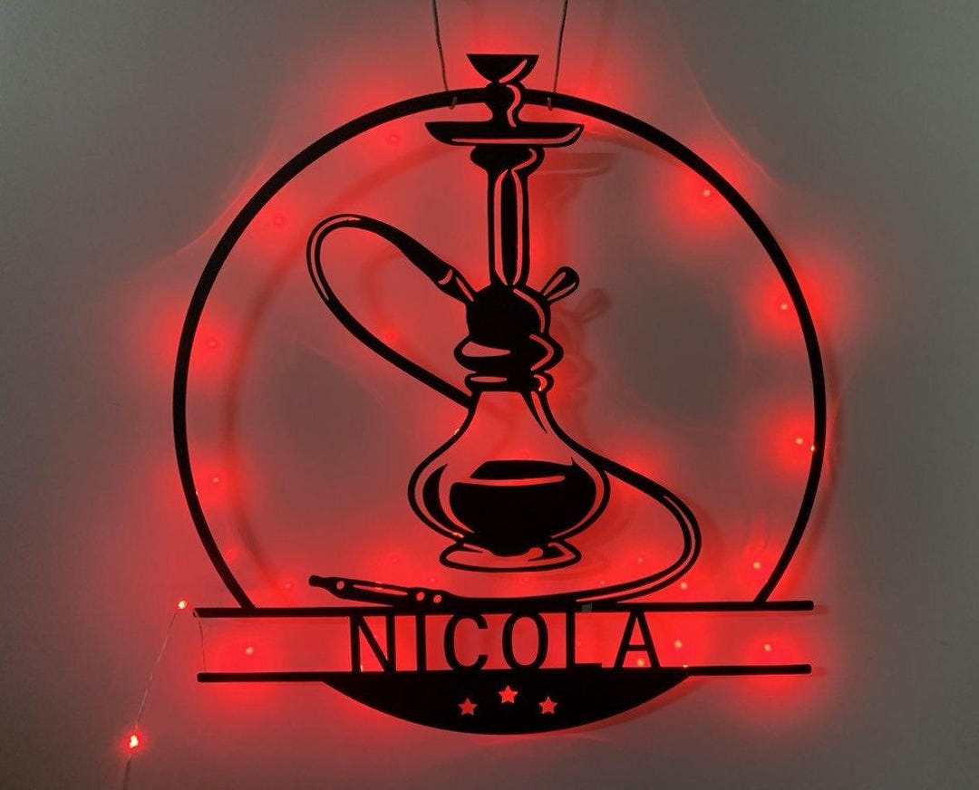 Custom Shisha Hookah Metal Wall Art LED Light, Shisha Lover Gift ...