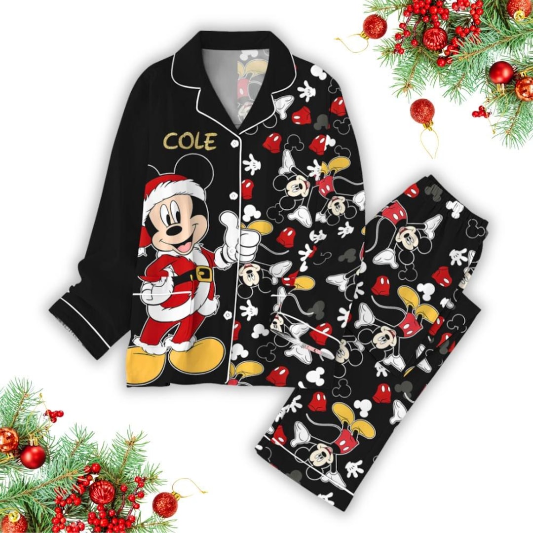 Custom Mickey Mouse Christmas Pajamas Set, Disney Holiday Shirt, Cute ...