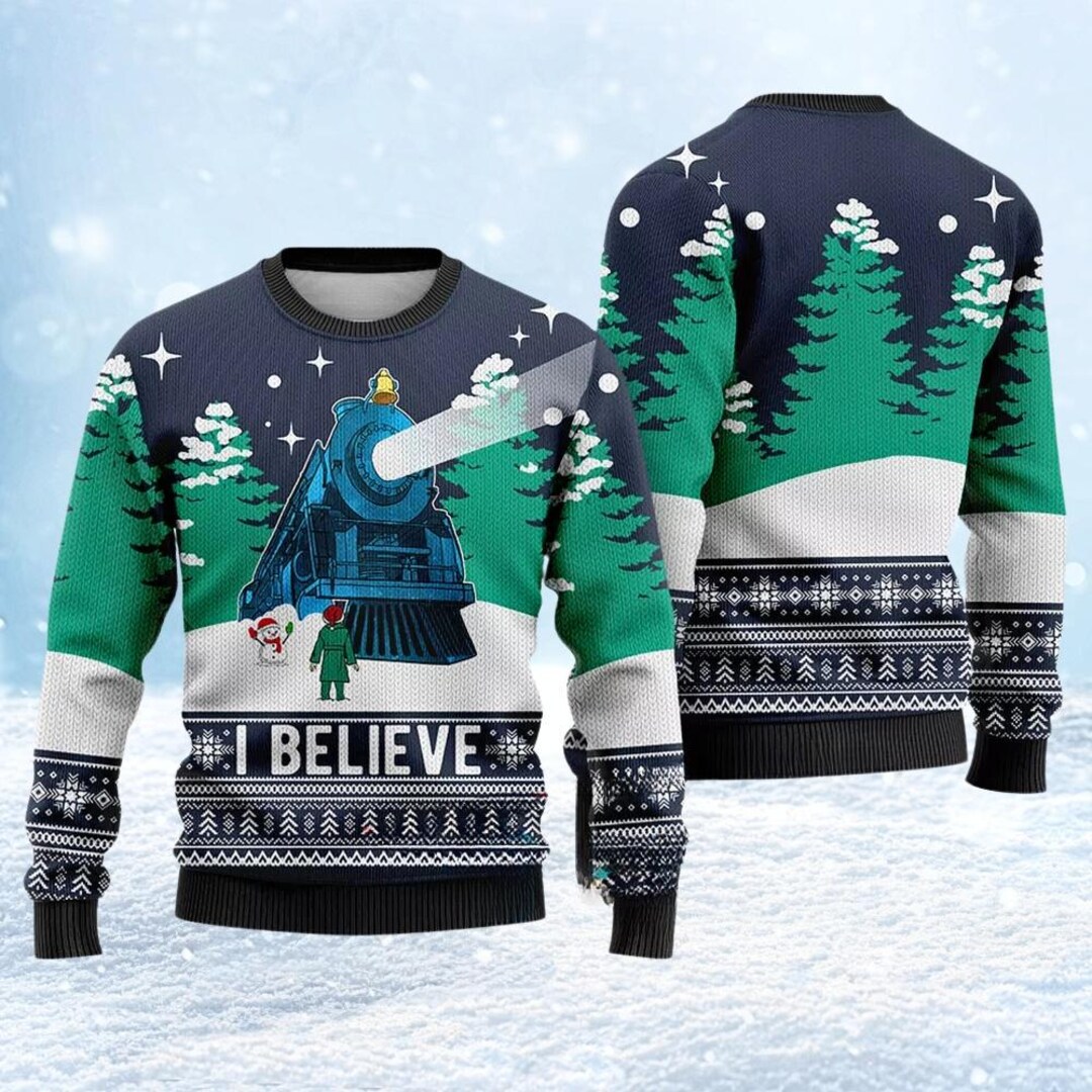 Polar Express Ugly Christmas Sweater, Christmas Train Shirt, Believe ...