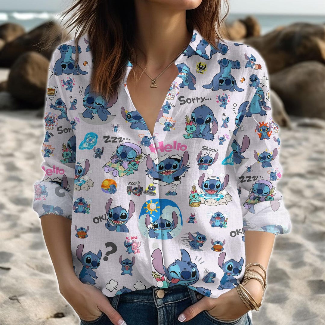 Disney Lilo and Stitch Blouse Shirt, Disney Stitch Summer, Stitch Aloha ...