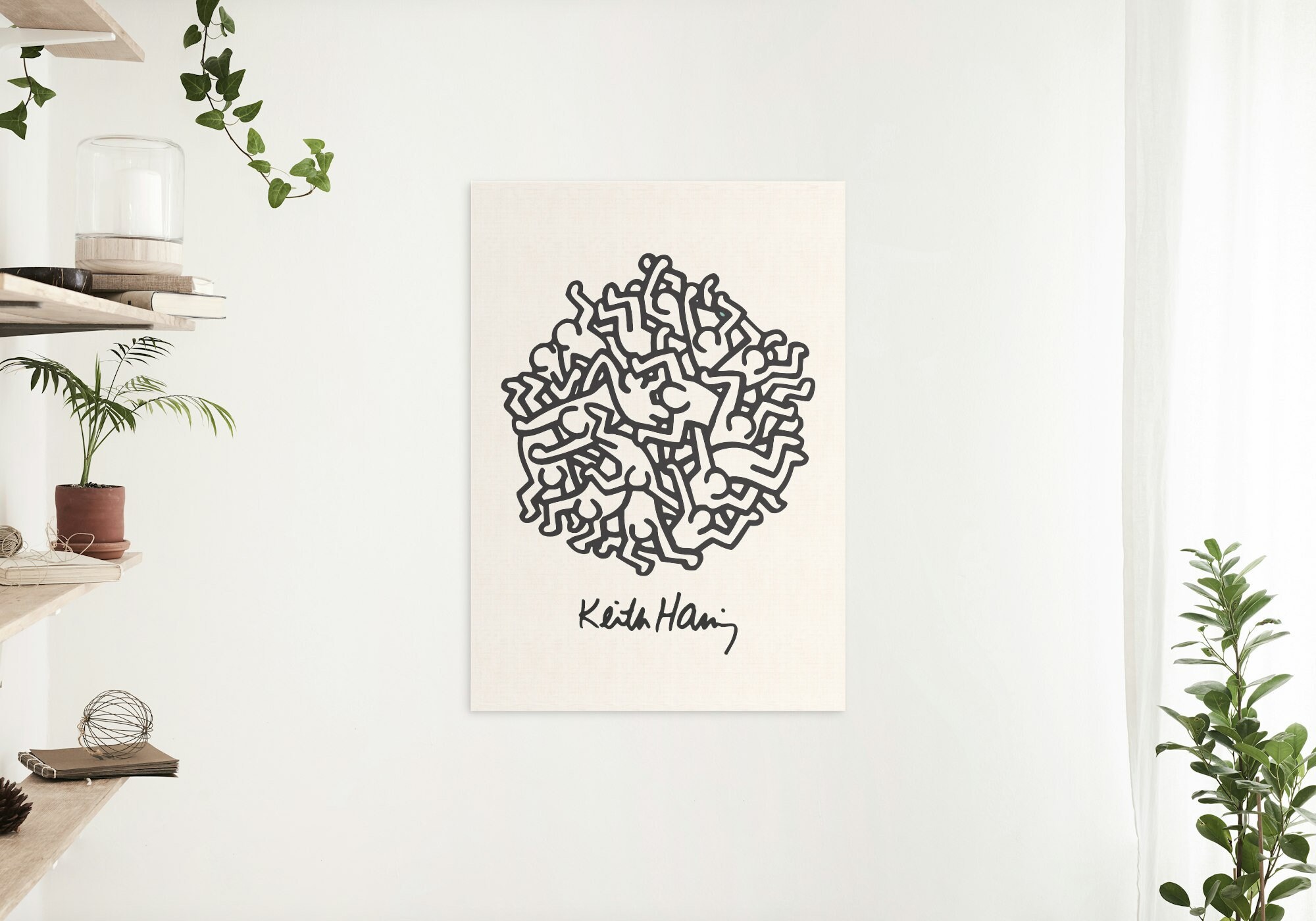 Keith Haring Abstract Wall Art Print, Modern Art Poster, Beige ...