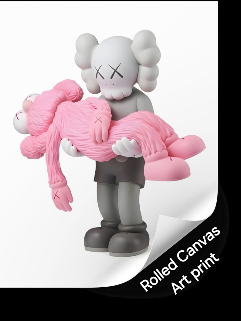 White and Pink Kaws Poster, Motivational Wall Art, Designer Wall Art ...