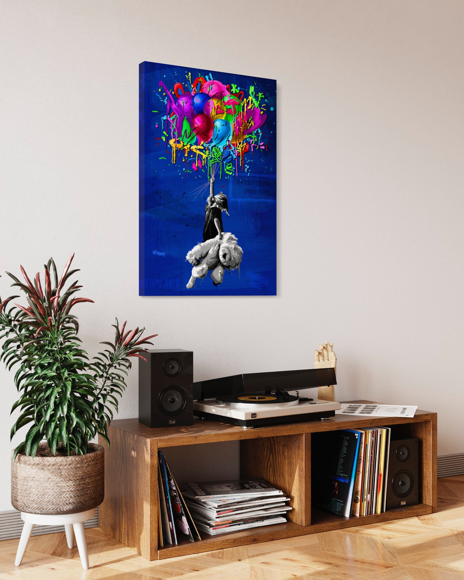 Hope Balloon Girl Canvas Wall Decor, Flying Balloon Poster, Flying ...