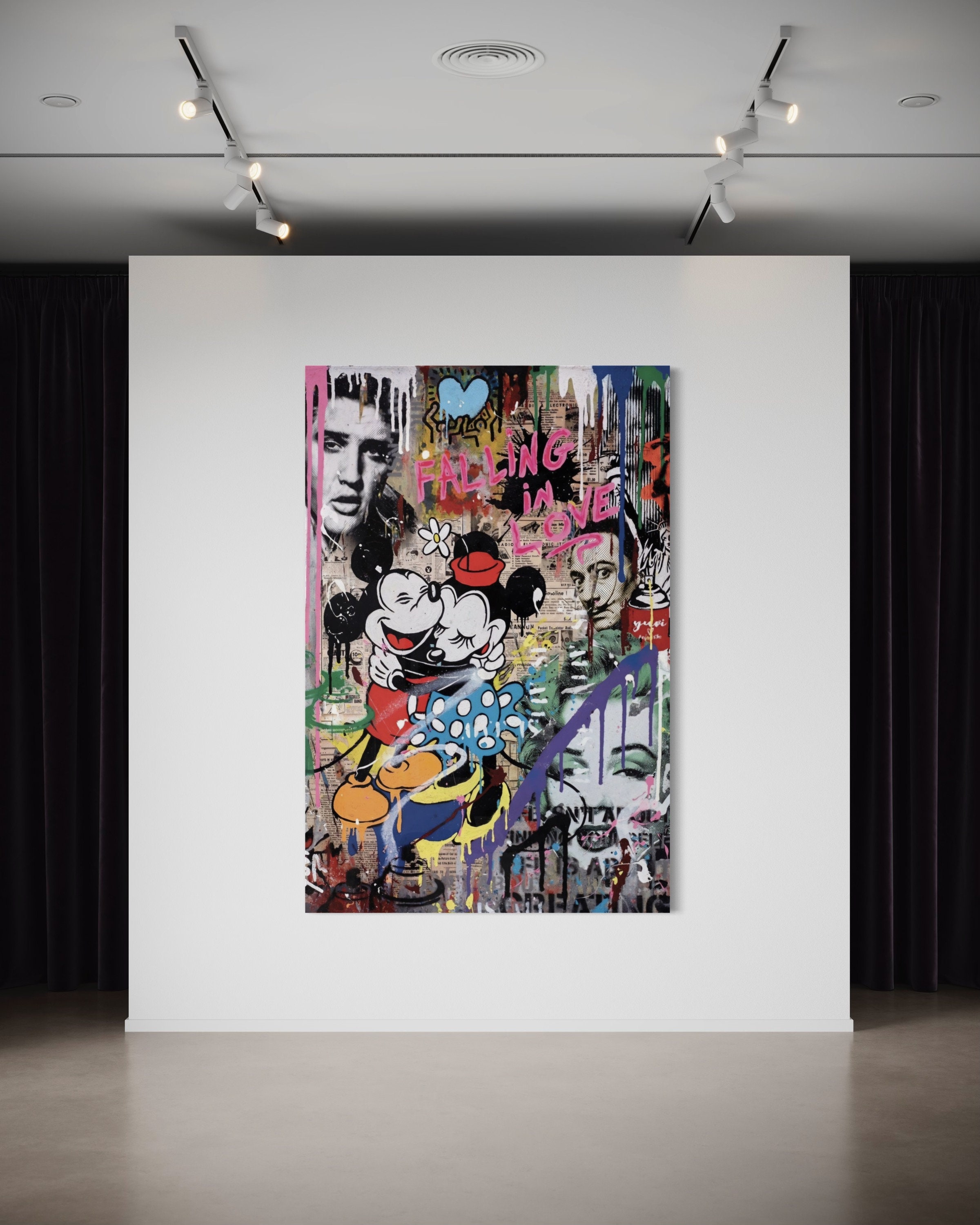 Mickey Mouse and Minnie Mouse Graffiti Poster, Love Paint Pop Art ...