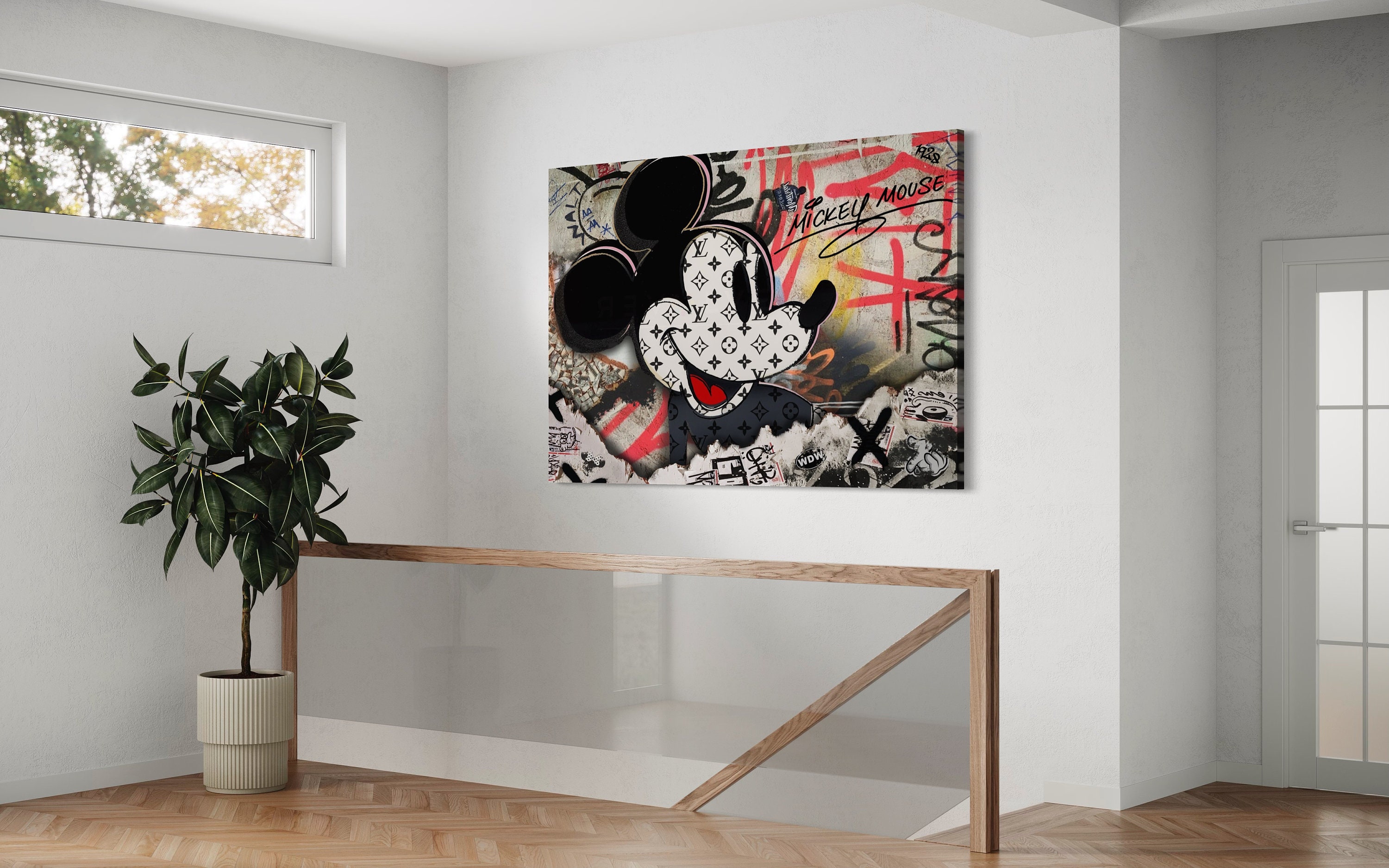 Mickey Designer Graffiti Pop Art Canvas, Modern Wall Art for Home and ...