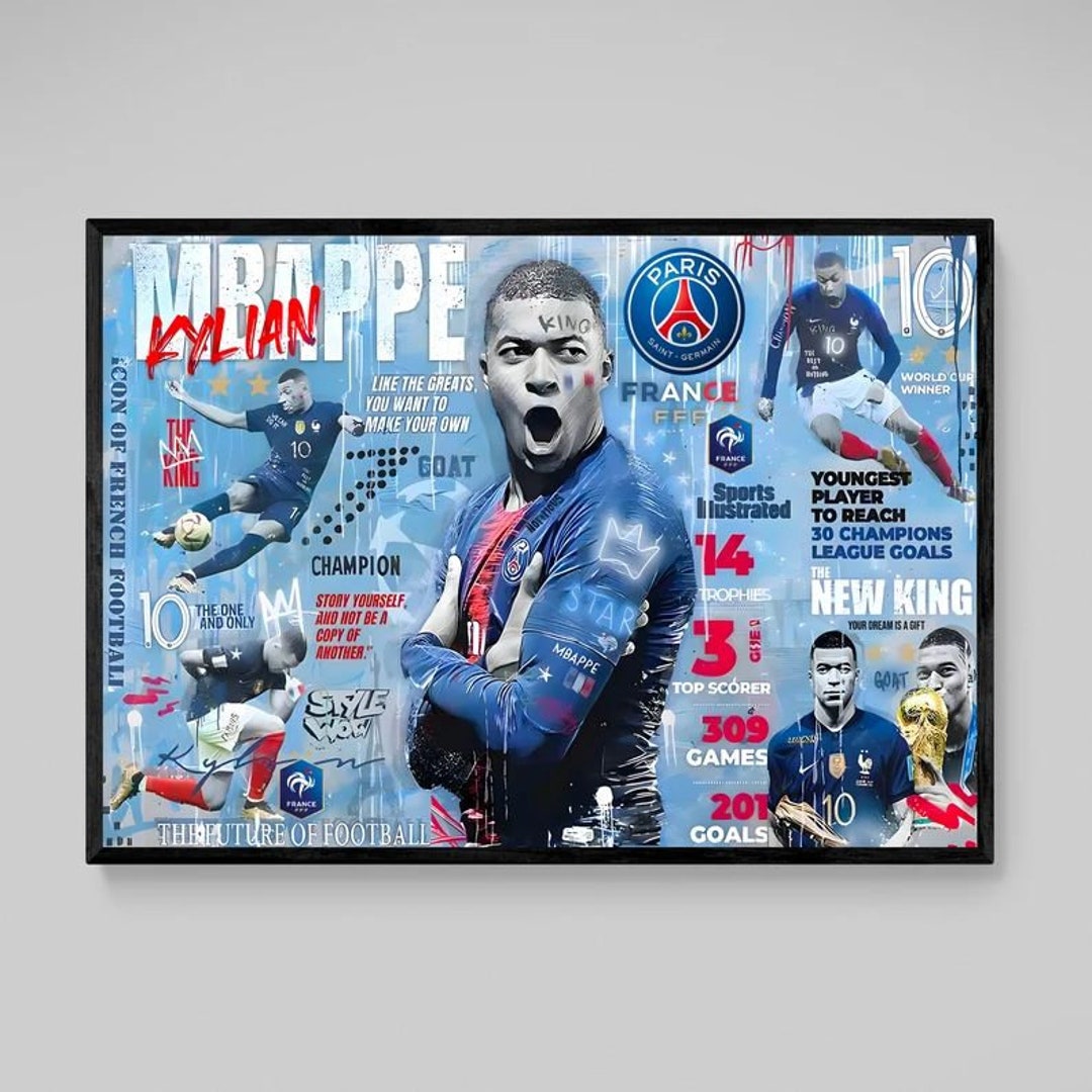 Poster Mbappe Kylian Mbappe Print Wall Art Kylian Mbappe Canvas Kylian ...