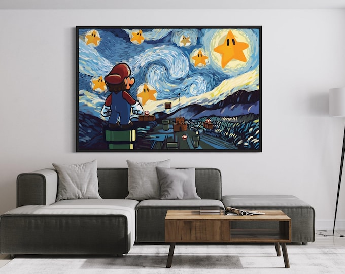 Super Mario Wall Art Super Mario Canvas Art, Video Game Poster, Gaming ...