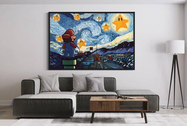 Super Mario Wall Art Super Mario Canvas Art, Video Game Poster, Gaming ...