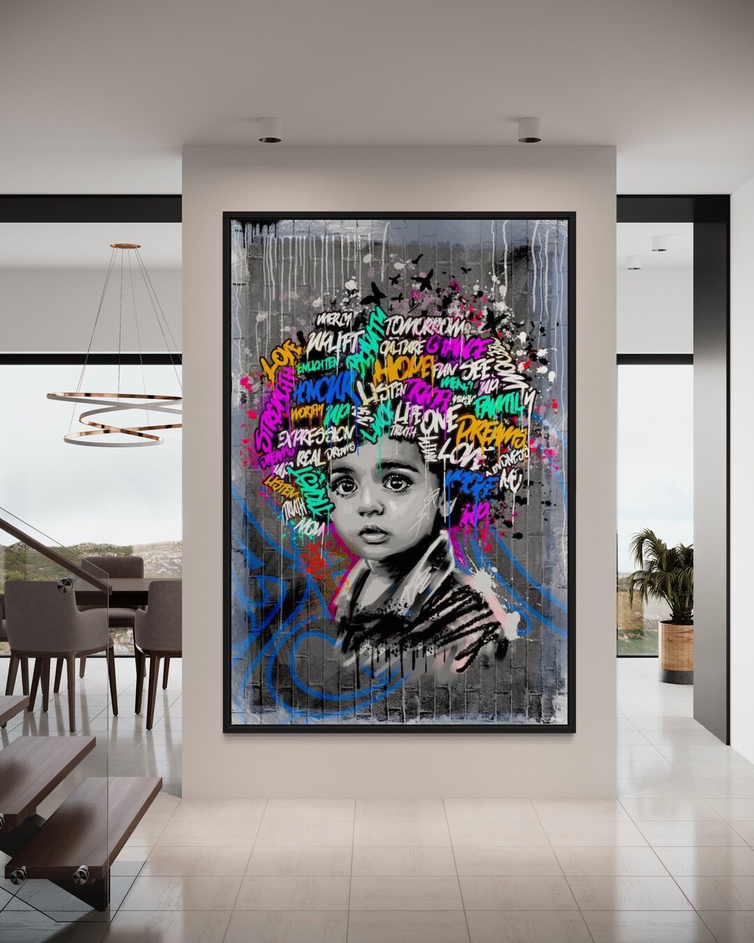 Innocent Boy Afro Canvas, Street & Pop Art Symphony of Affirmation, Modern Canvas, Framed Canvas ...