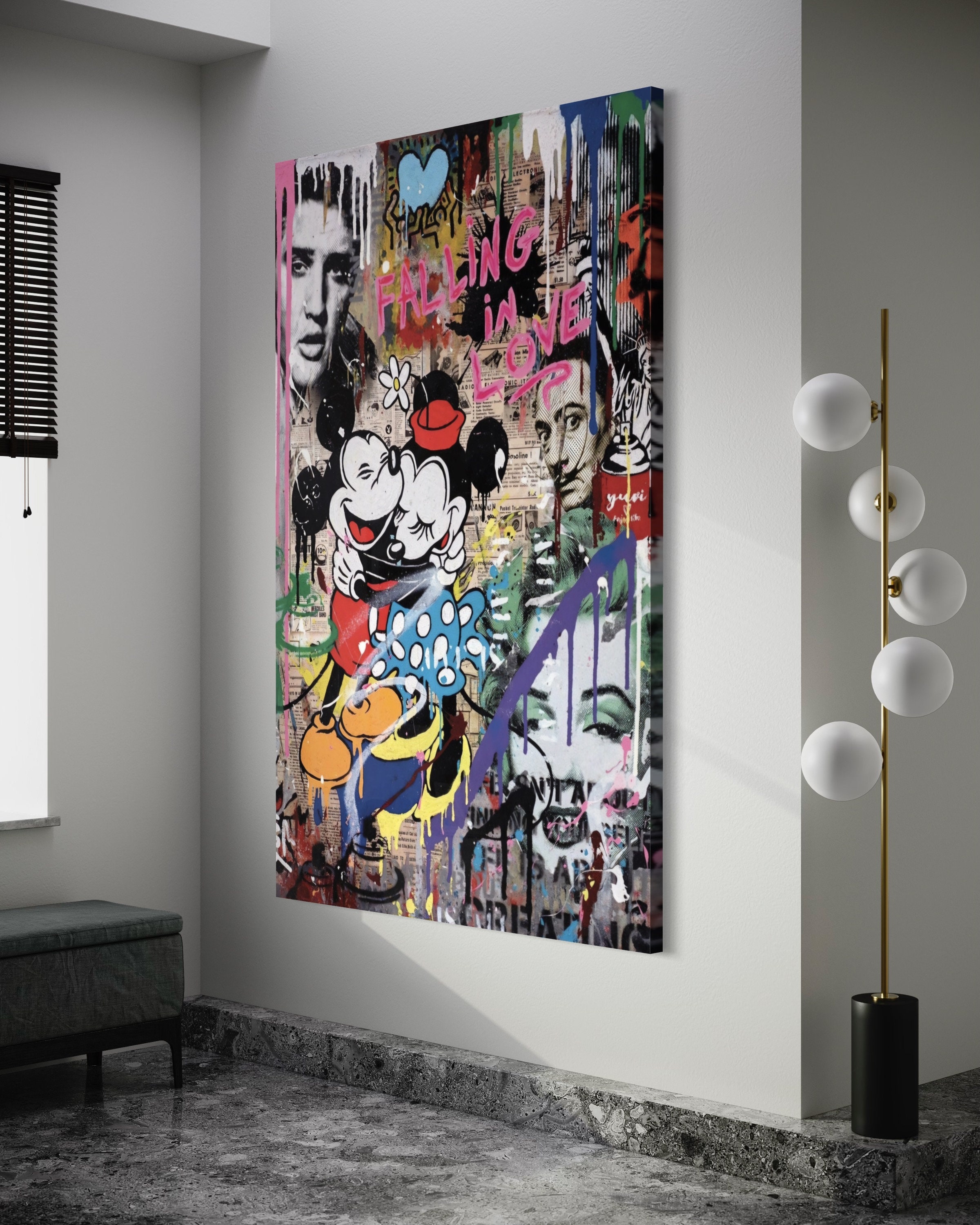 Mickey Mouse and Minnie Mouse Graffiti Poster, Love Paint Pop Art ...