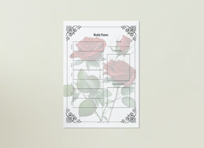 Printable Weekly Planner by Arco Alt, Rose - Etsy