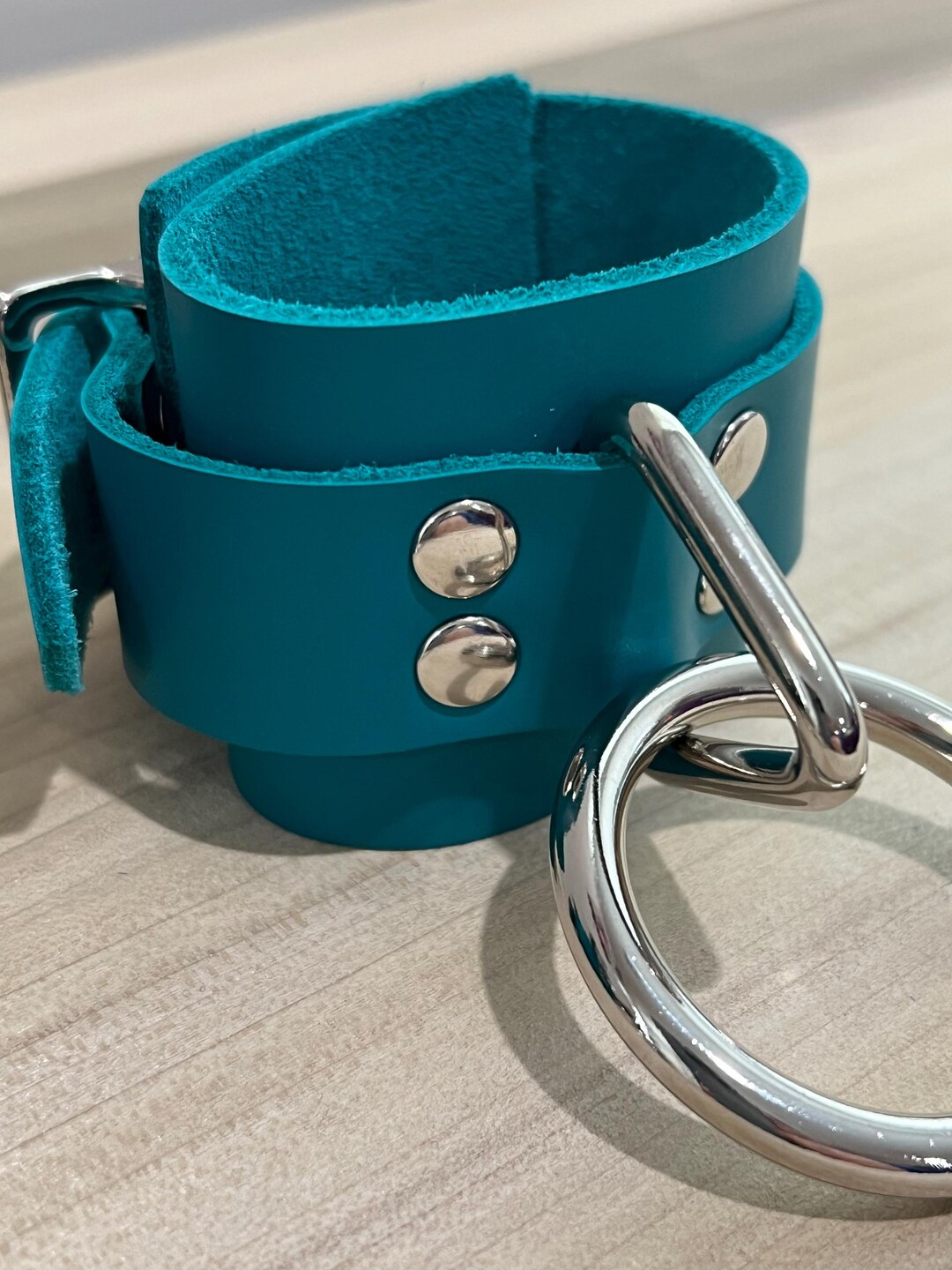 Aqua Leather Hand Crafted Bondage Wrist Cuffs and Matching Collar - Etsy